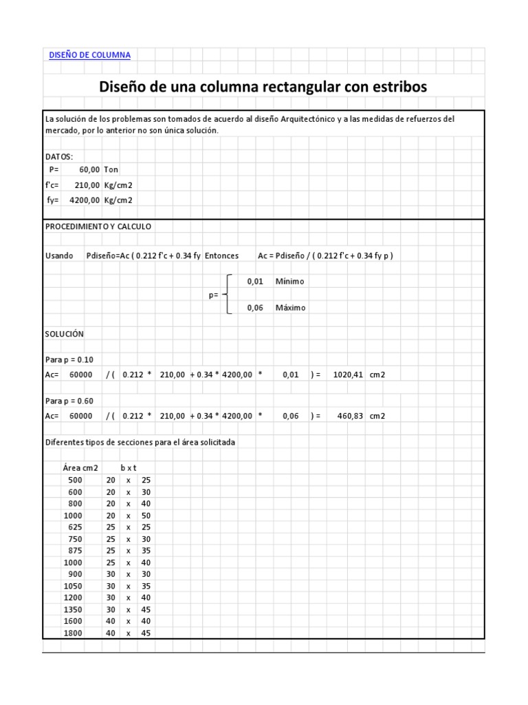 Diseño de Columna Rectangular Con Estribos | PDF