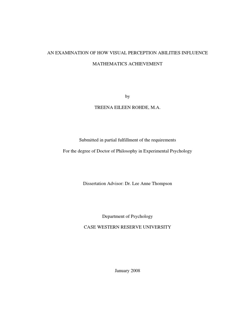 An Examination Of How Visual Perception Abilities Influence Mathematics Achievement Download