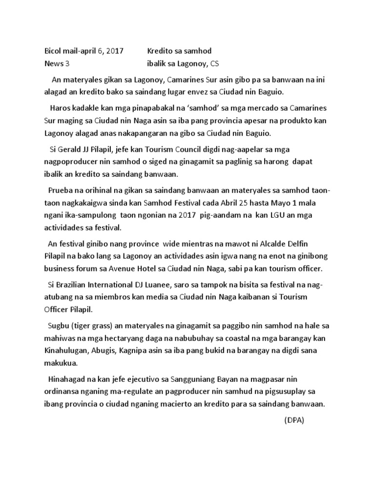 Bicol Mail April 5 News 3 Kredito. - . | PDF