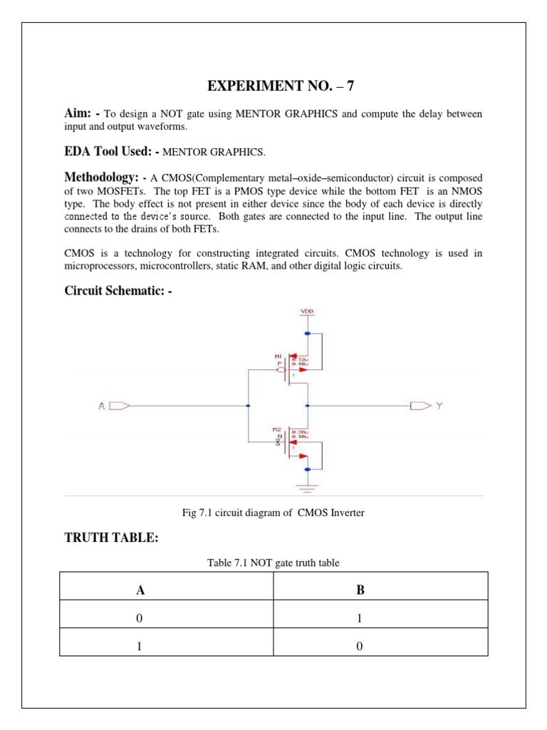 CMOS NOT Gate Design & Delay Analysis | PDF | Cmos | Mosfet