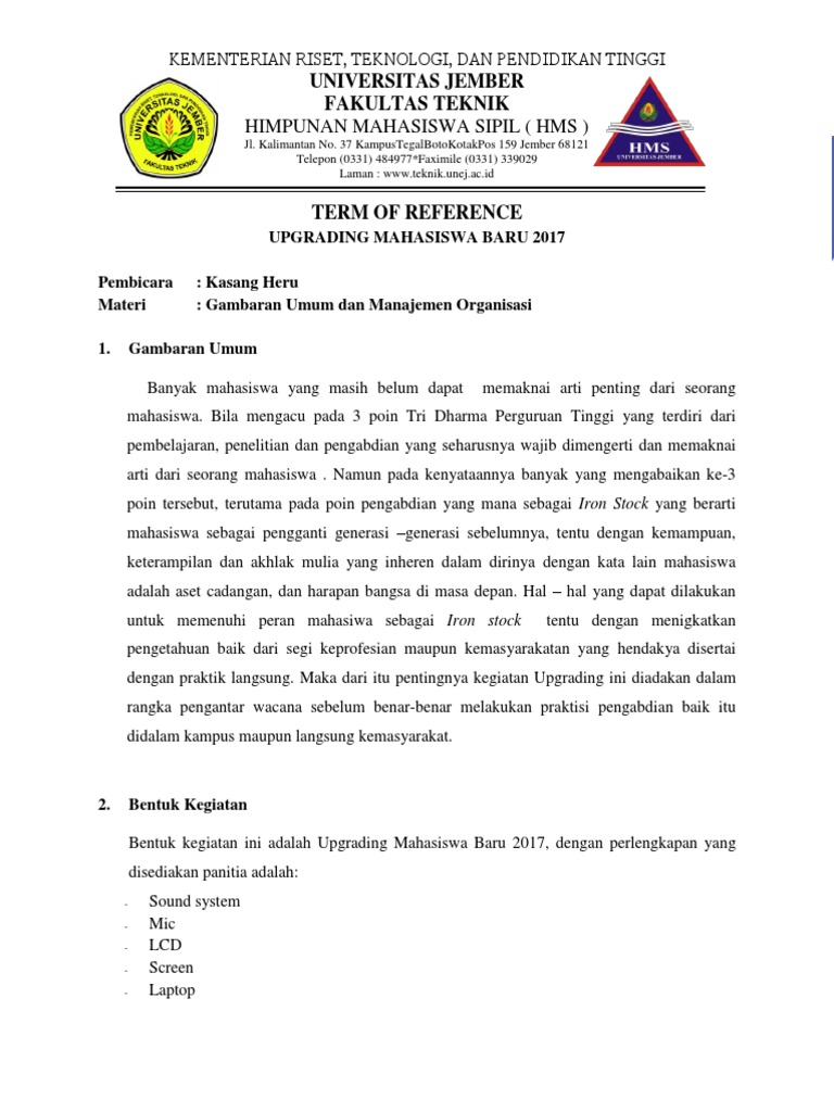 ToR Upgrading Materi Organisasi | PDF