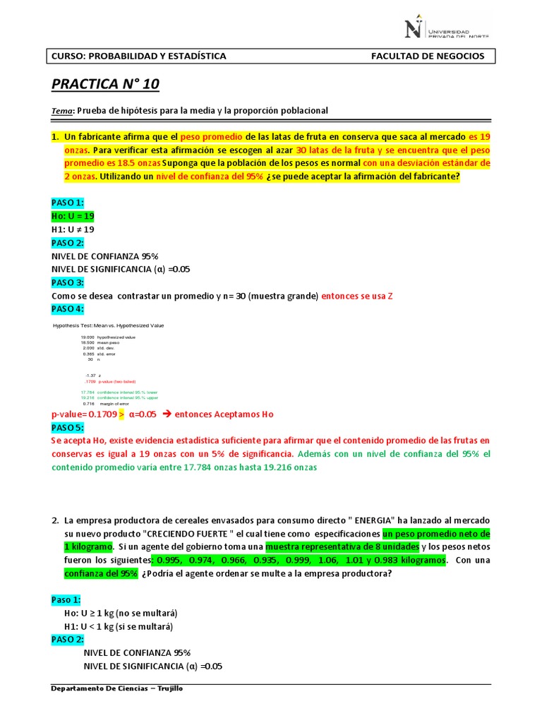 Practica Nº10 - Proes - Sem 10 (2) Izquierdo - Steve | PDF | Muestreo (Estadísticas) | Estadísticas
