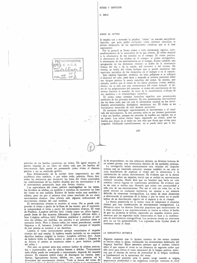 Brik Osip, Ritmo y Sintaxis | PDF