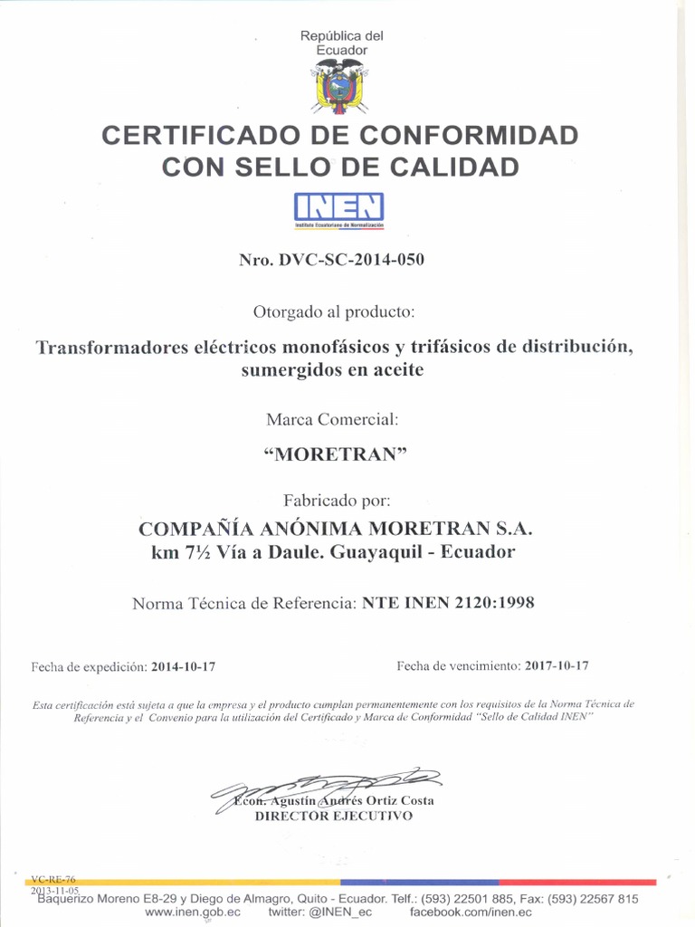 Certificado Inen | PDF