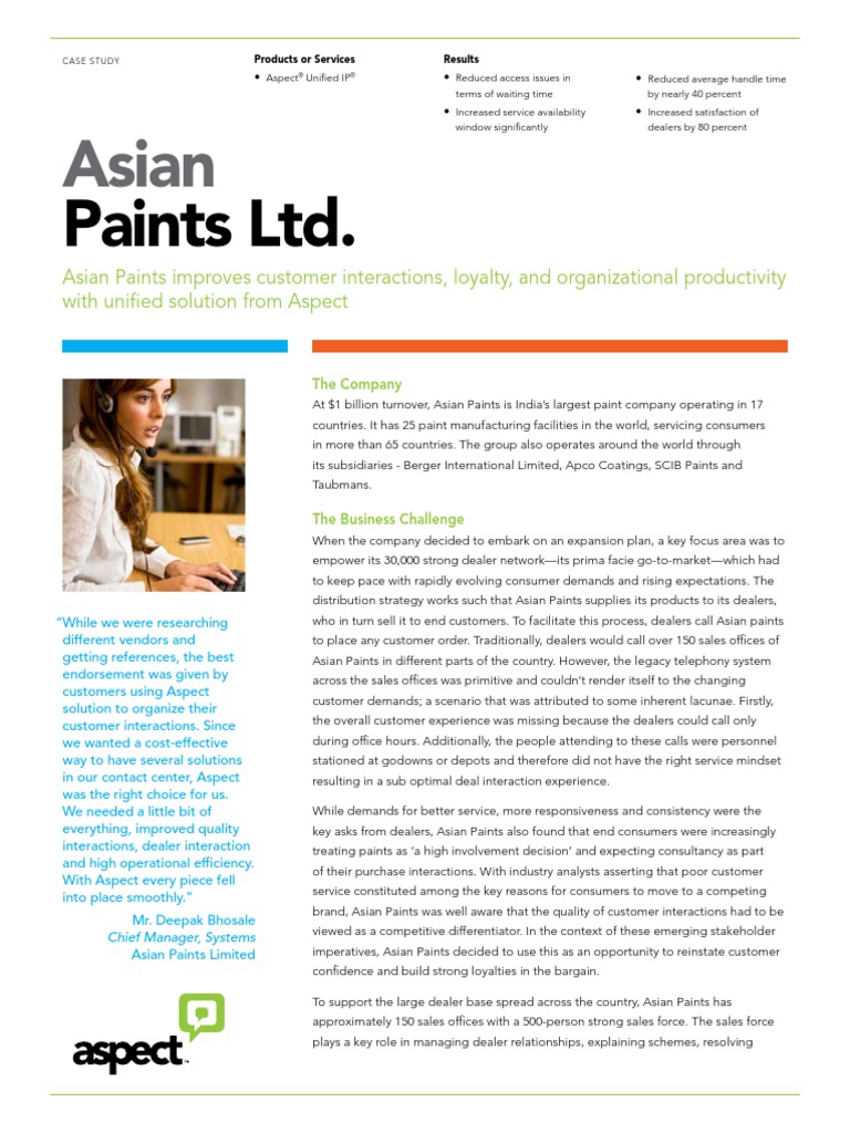Asian Paints Cs | PDF | Customer Experience | Business Process