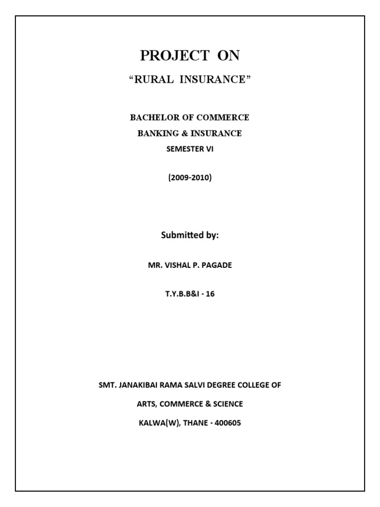 Project On: "Rural Insurance" | PDF | Mutual Funds | Insurance