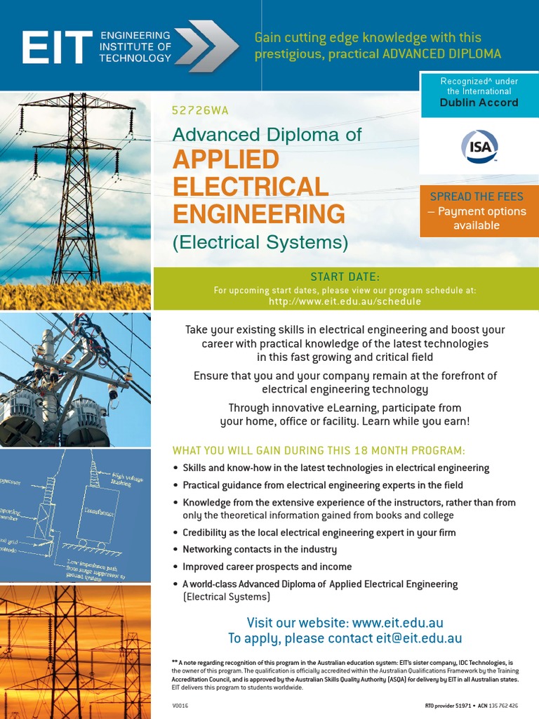 EIT Adv Dip Applied Electrical Engineering Electrical Systems Brochure ...