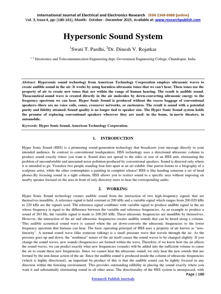 Hypersonic Sound System Overview | PDF | Sound | Ultrasound