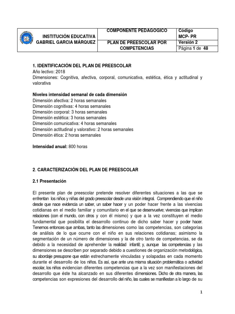 Plan de Preescolar 2018 | PDF | Jardín de infancia | Conocimiento