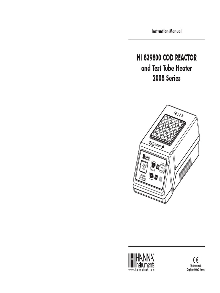 Hanna HI 839800 COD Reactor Manual | PDF | Fuse (Electrical) | Temperature