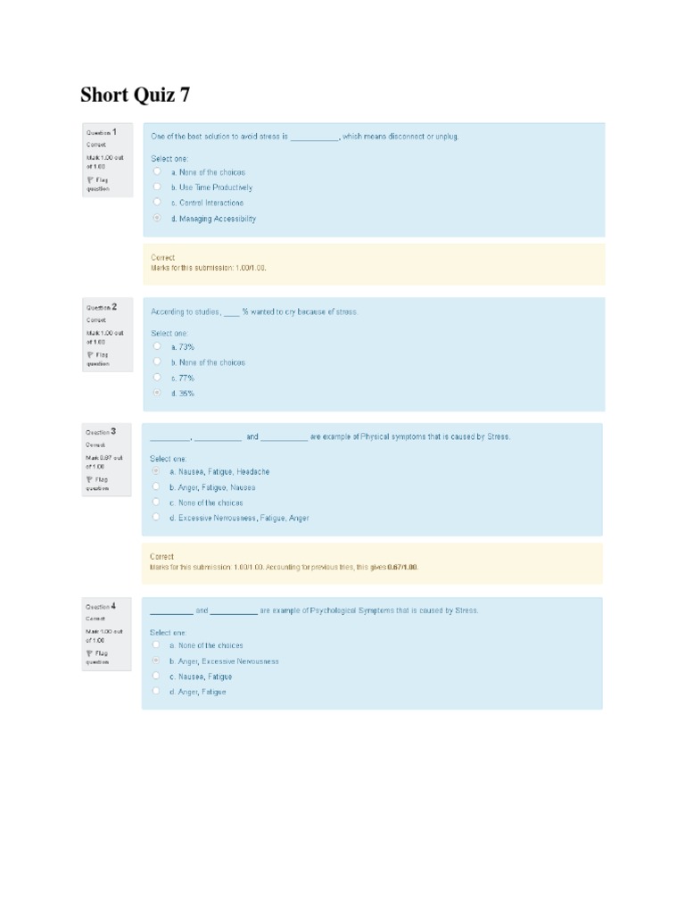 Short Quiz 7 Overview | PDF