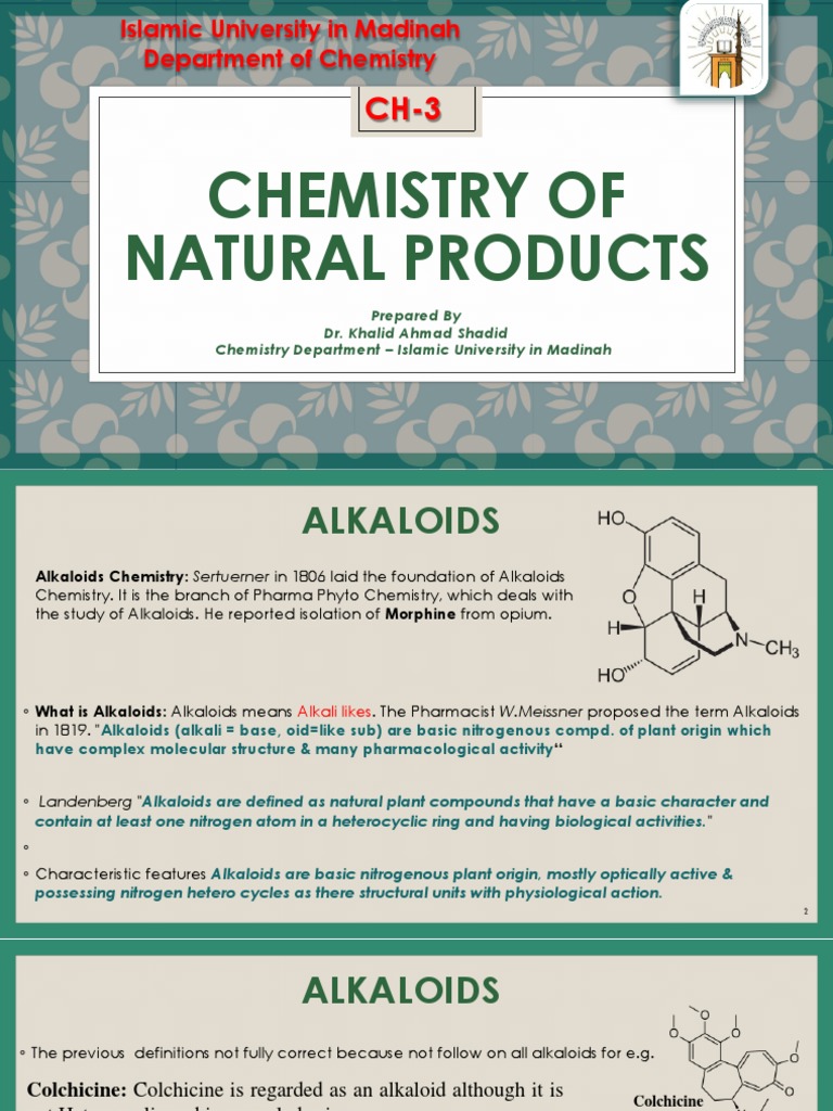 Chapter - 3 Chemistry of Natural Products | PDF | Alkaloid | Aldehyde