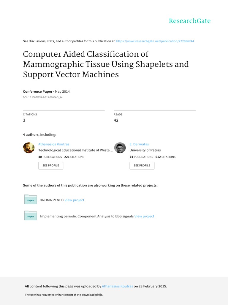 Computer Aided Classification of Mammographic Tissue Using Shapelets ...