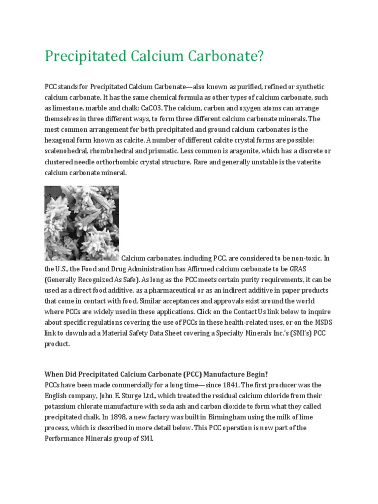 Precipitated Calcium Carbonate | PDF | Carbonate | Calcium