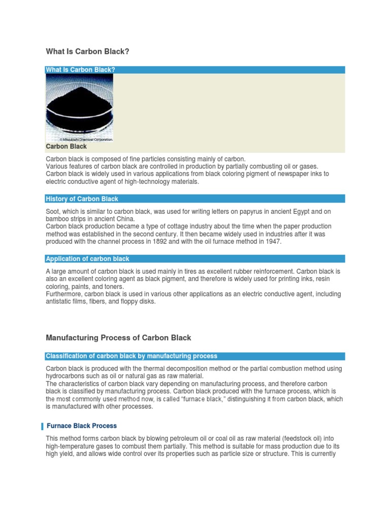 Carbon Black Manufacturing Processes Explained | PDF | Carbon | Ink