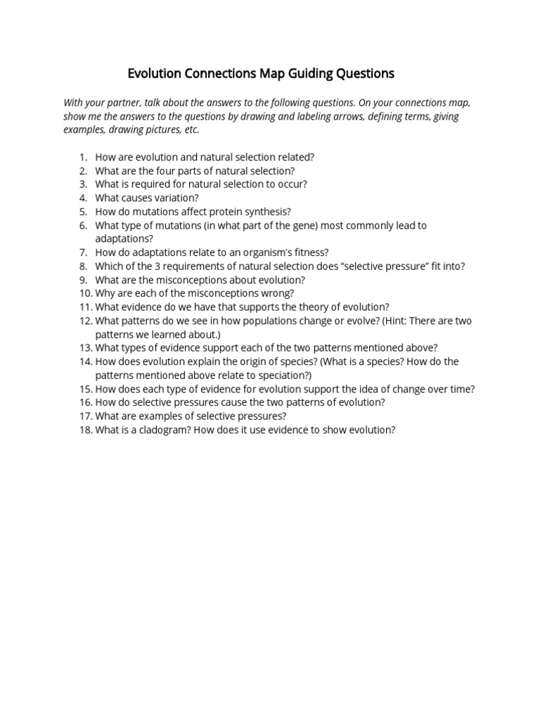 Evolution Connections Guiding Questions | PDF | Science & Mathematics