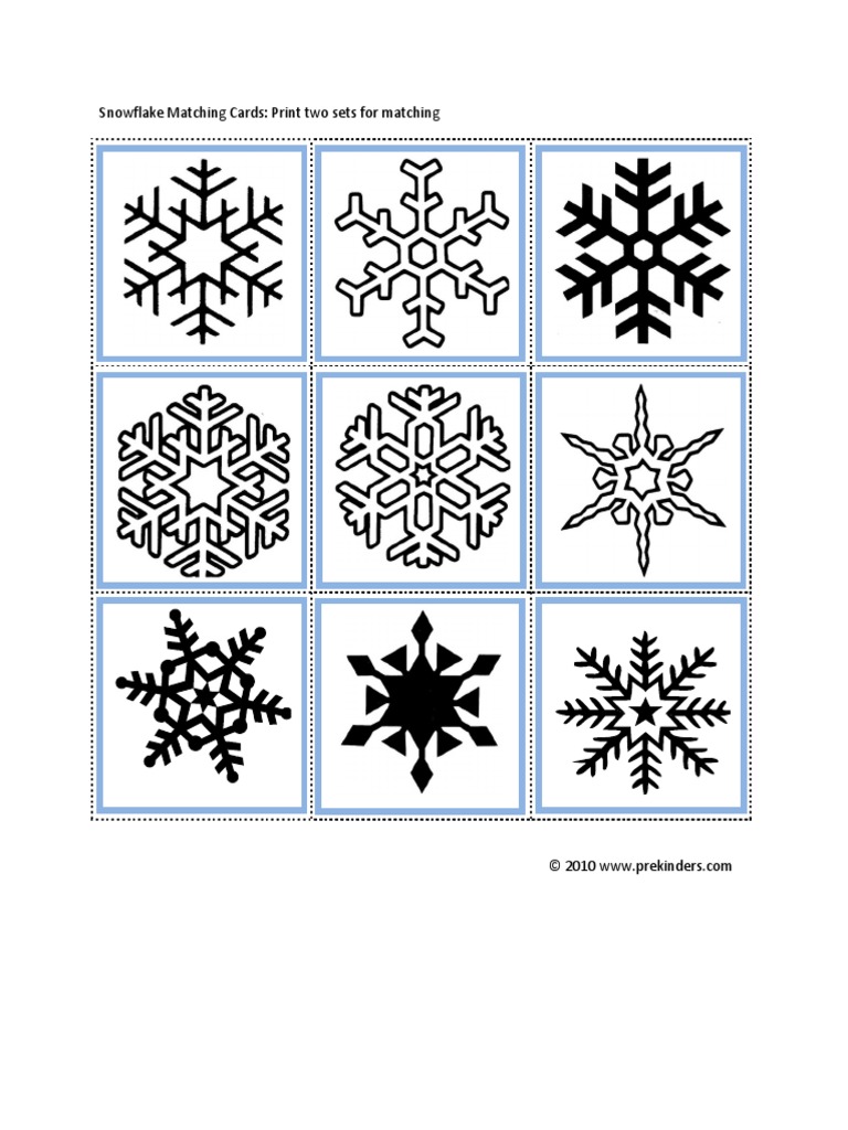 Snowflake Matching Cards: Print Two Sets For Matching | PDF
