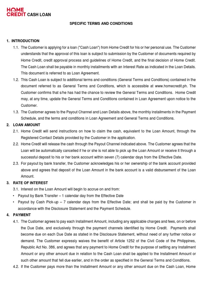 Cash-Loan-Specific-Terms-and-Conditions.pdf | Loans | Credit (Finance)