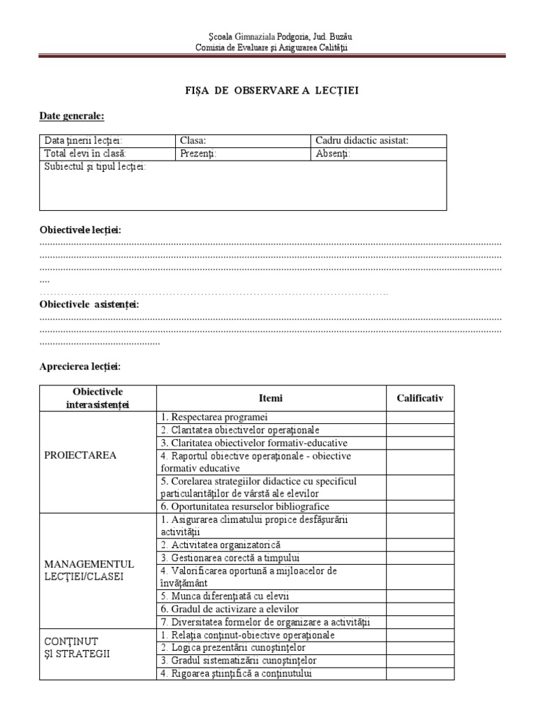 Documente Si Fise de Monitorizare CEAC Podgoria 2015 | PDF