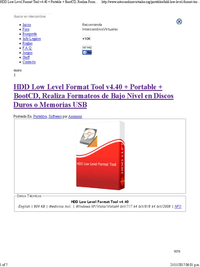HDD Low Level Format Tool v4.40 + Portable + BootCD | PDF | Disco duro ...