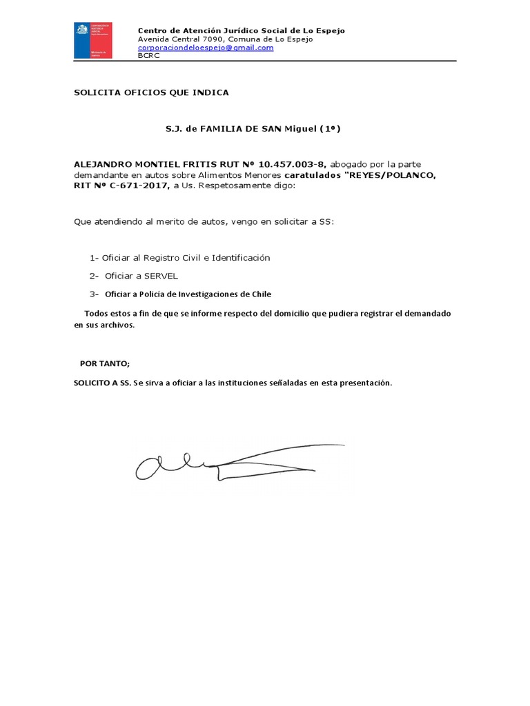 Solicita Oficios | PDF | Ciencias sociales | Derecho