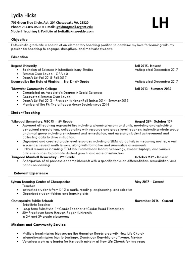 Resume Lydia Hicks | PDF | Science, Technology, Engineering, And ...