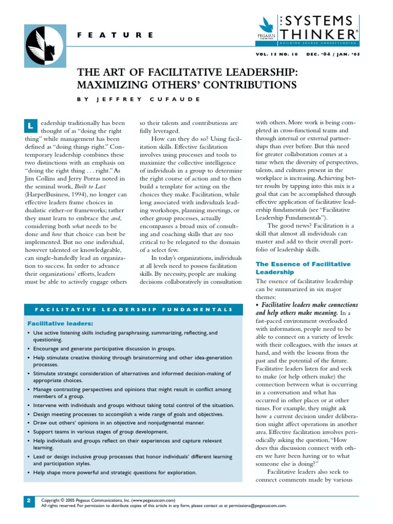 The Art Of Facilitative Leadership Pdf Leadership Thought