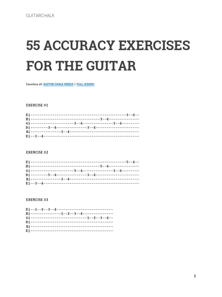55 Accuracy Exercises For The Guitar | PDF
