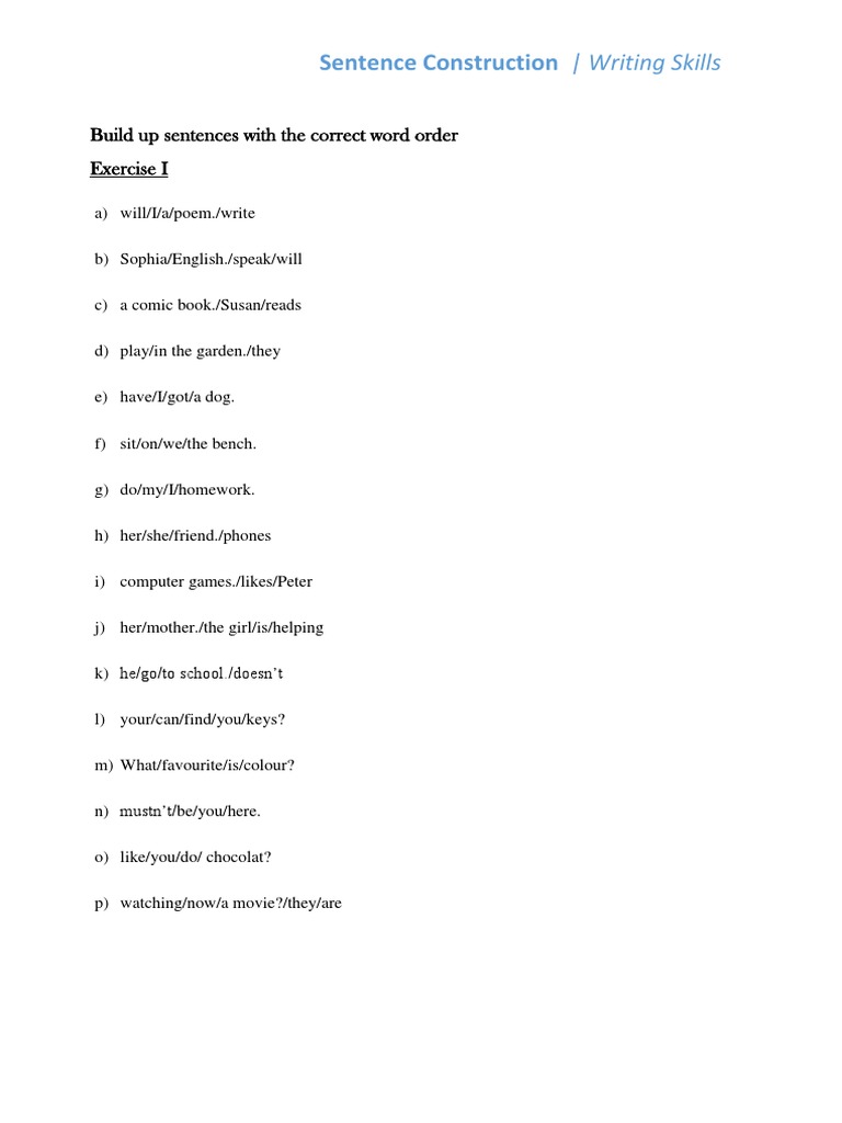 Building Up Sentences | PDF | Tourism