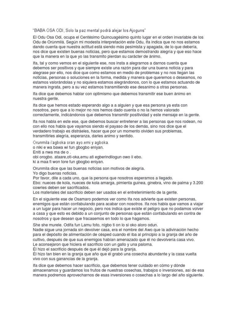 Paz mental aleja problemas según Osa Odi | PDF | Religión y creencia | Bienestar