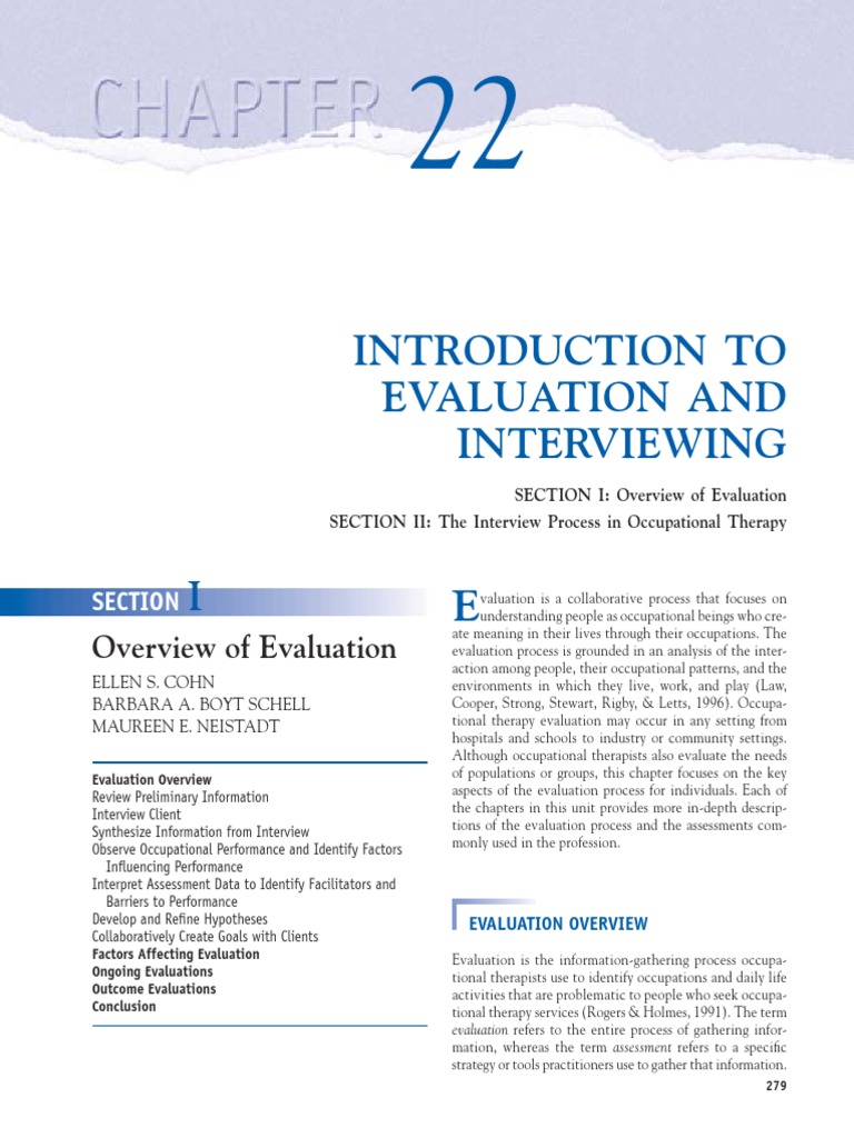 Introduction To Evaluation and Interviewing | PDF | Occupational Therapy | Evidence Based Medicine
