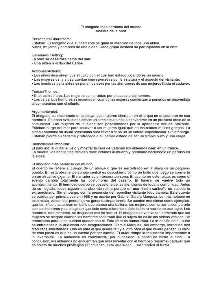 El Ahogado Más Hermoso Del Mundo | PDF | Gabriel García Márquez | Narración