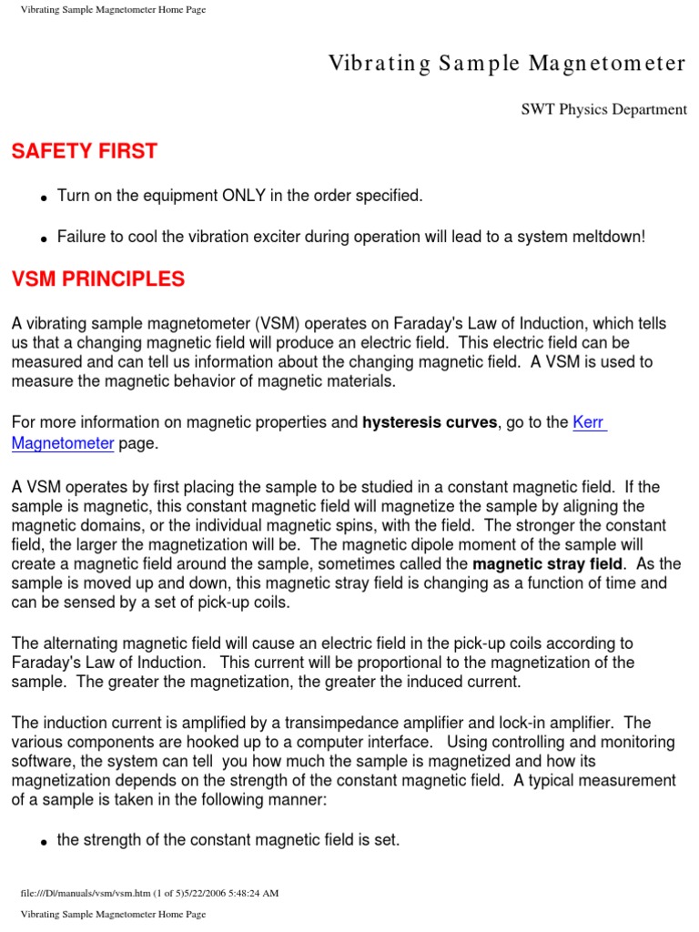 VSM | PDF | Magnetometer | Magnetic Field