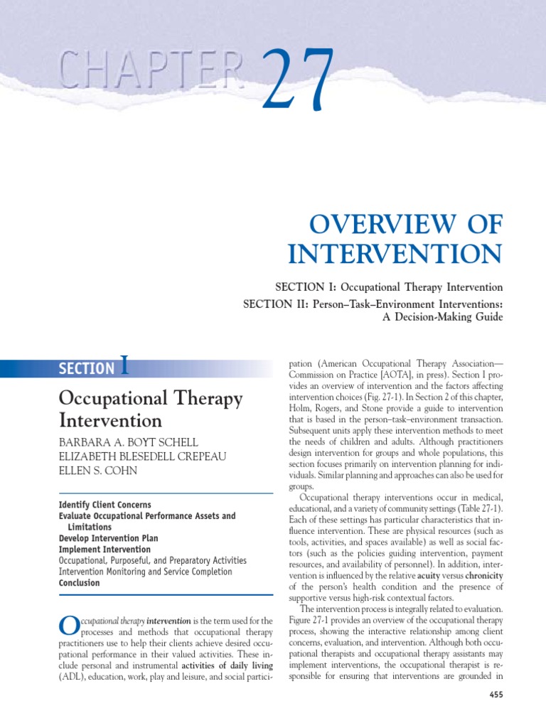 Overview of Intervention | PDF | Occupational Therapy | Top Down And ...
