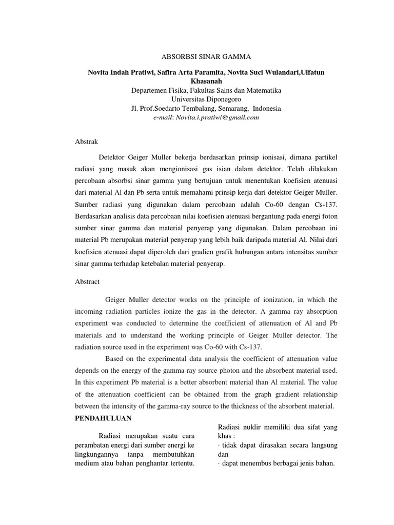 Absorbsi Sinar Gamma Jurnal Kelompok Fix | PDF
