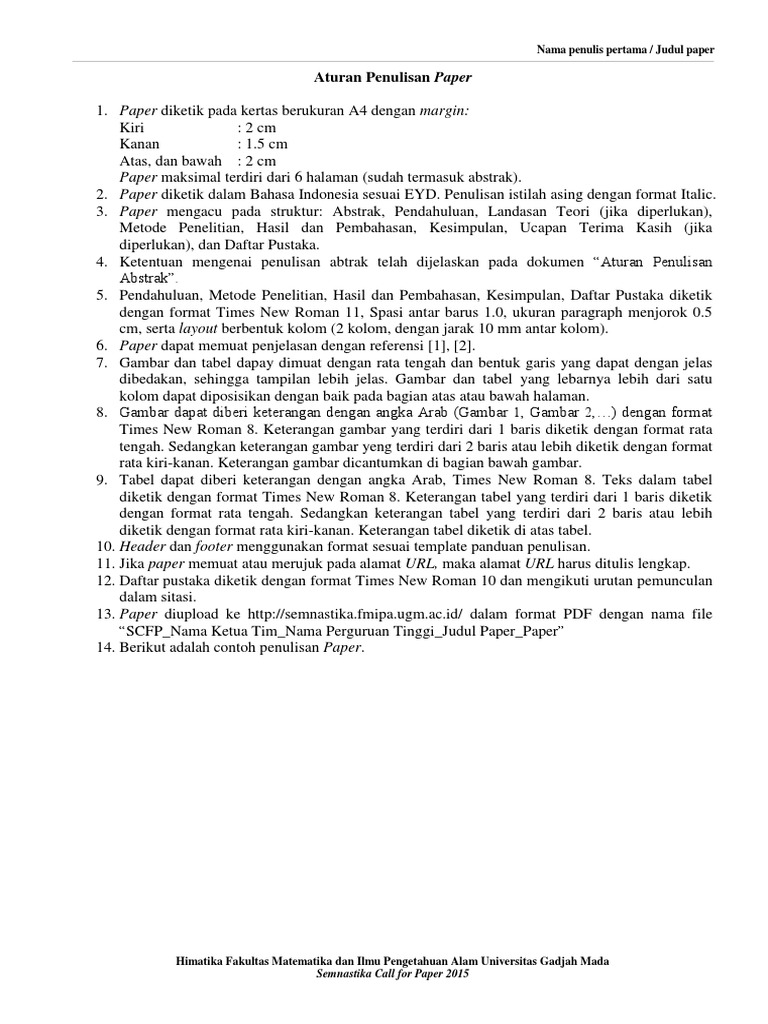 Aturan Penulisan Paper SCFP | PDF | Komputer