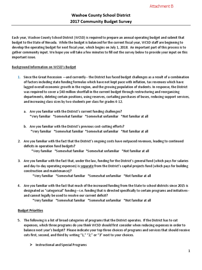 Attachment B-Budget Survey | PDF | Race And Ethnicity In The United ...