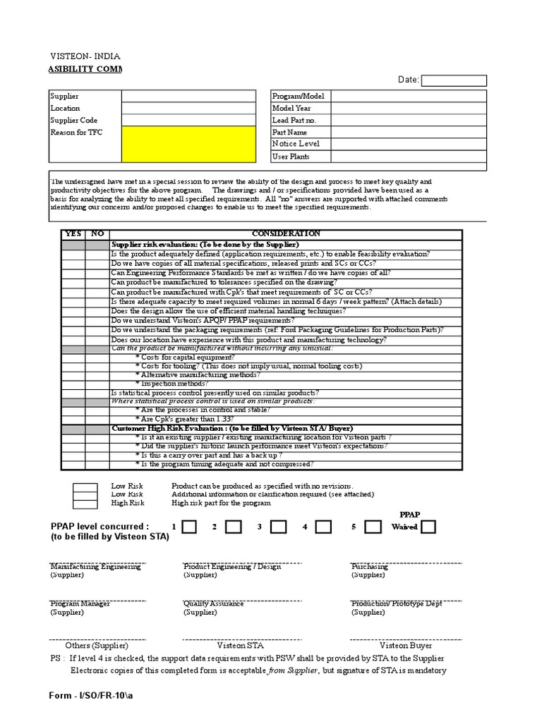 Team Feasibility Commitment New | Specification (Technical Standard ...