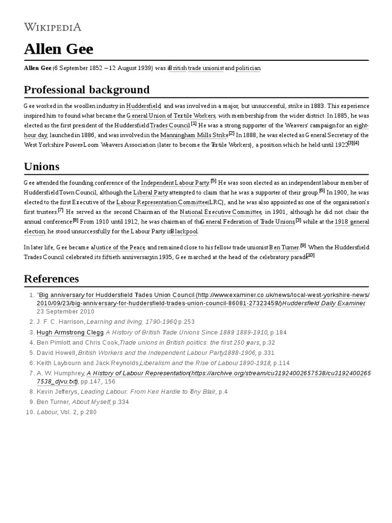 Allen Gee: Professional Background | PDF | Trade Union | Labor Relations