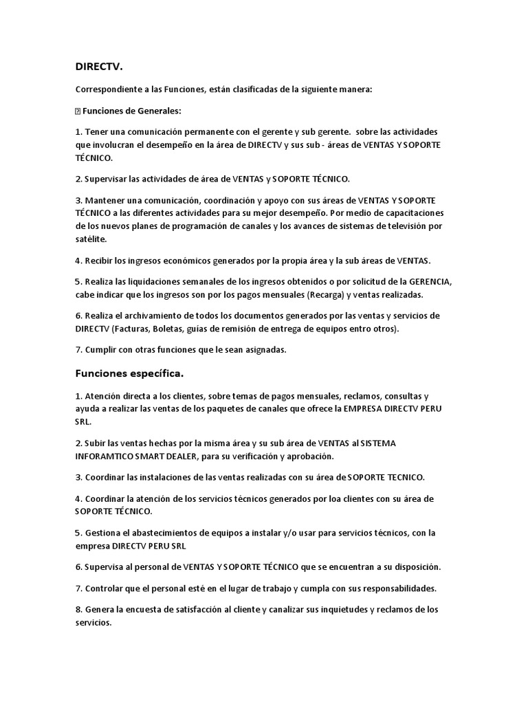 Directv Pdf Direc Tv Soporte Técnico