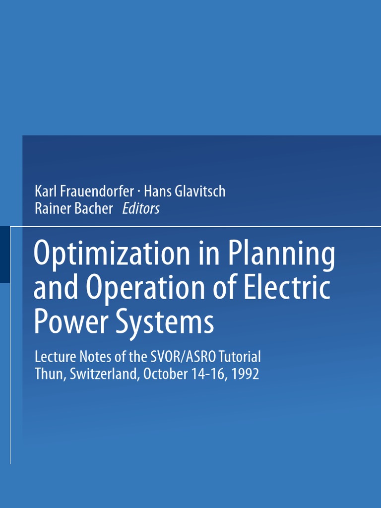 Optimization in Planning and Operation of Electric Power System | PDF ...