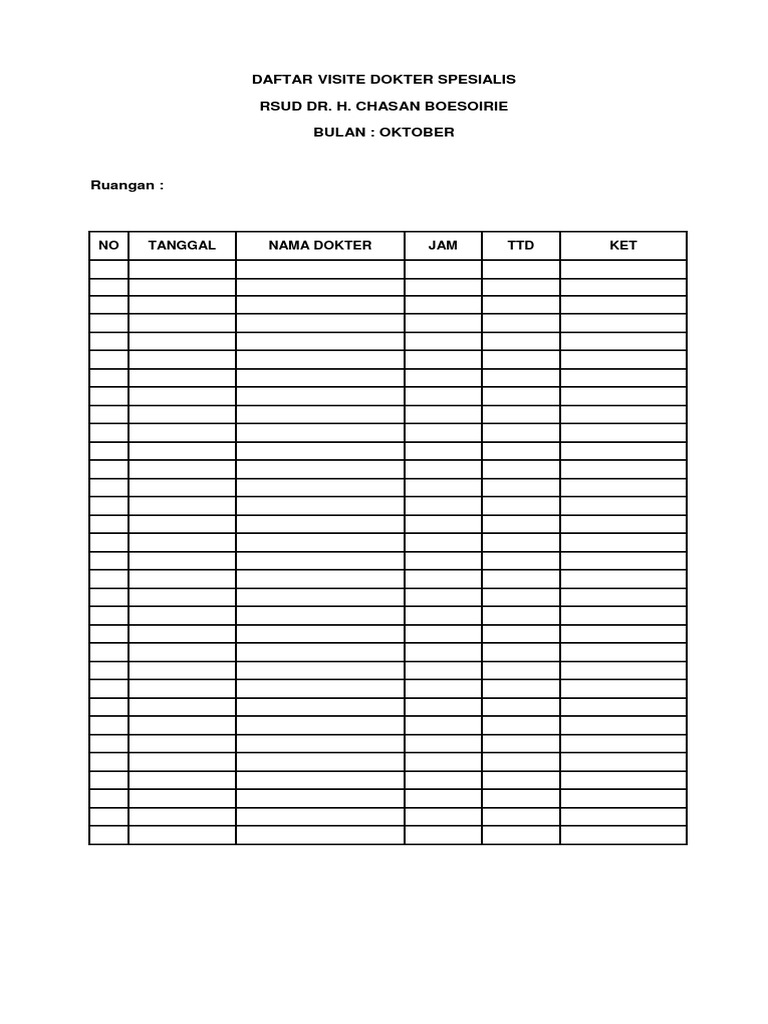 Jadwal Visite Dokter RSUD Oktober | PDF | Hukum