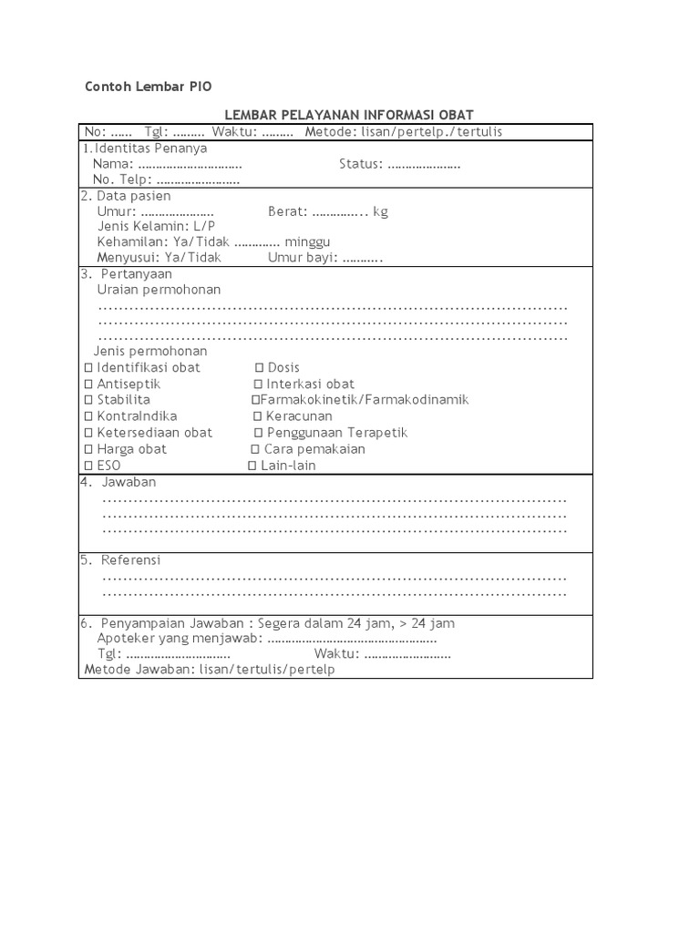 Contoh Lembar PIO | PDF