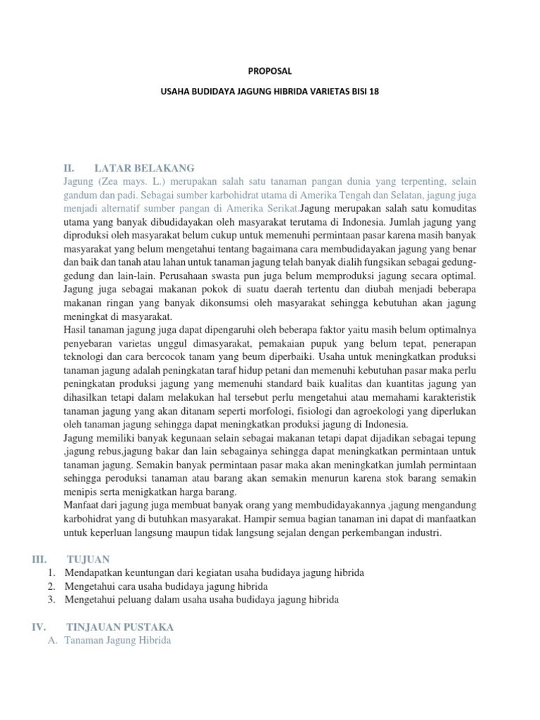 Proposal Jagung 2 | PDF