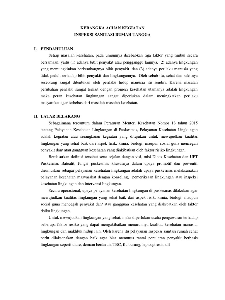 Kak Inspeksi Sanitasi Rumah Tangga Fix | PDF