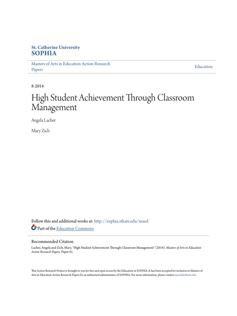 High Student Achievement Through Classroom Management | PDF | Classroom ...