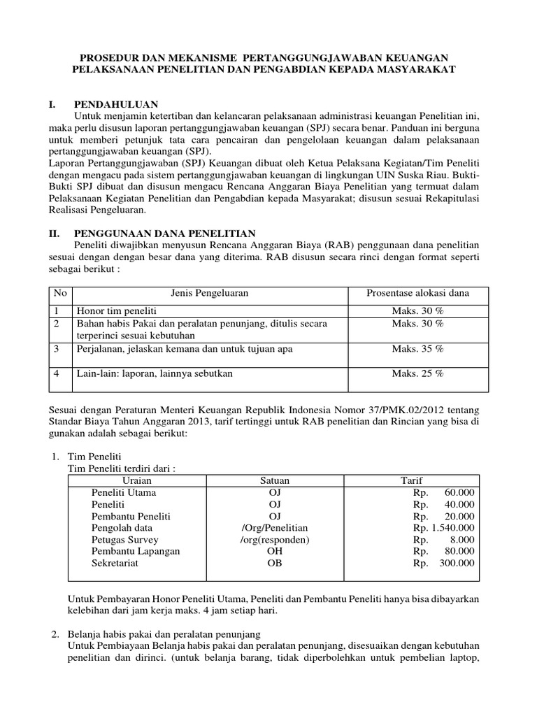 Panduan Pelaksana SPJ Penelitian LPPM | PDF | Pengelolaan Keuangan & Uang