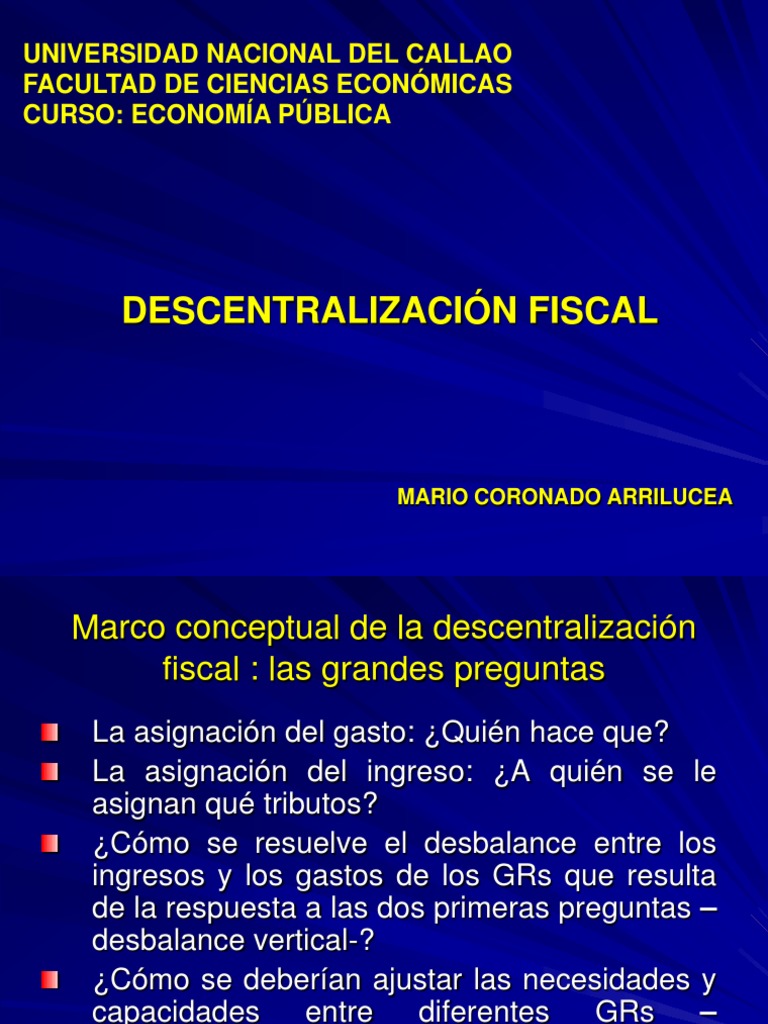 La Descentralizacion Fiscal Pdf Ahorro Impuestos