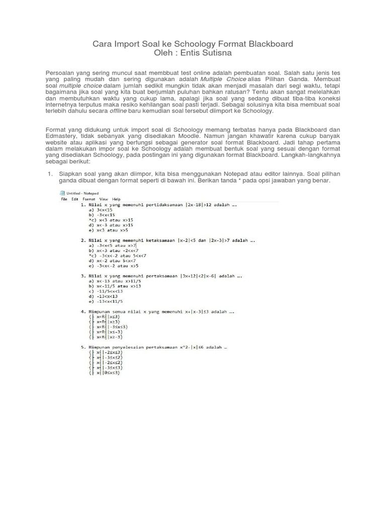 Cara Import Soal Ke Schoology Format Blackboard | PDF