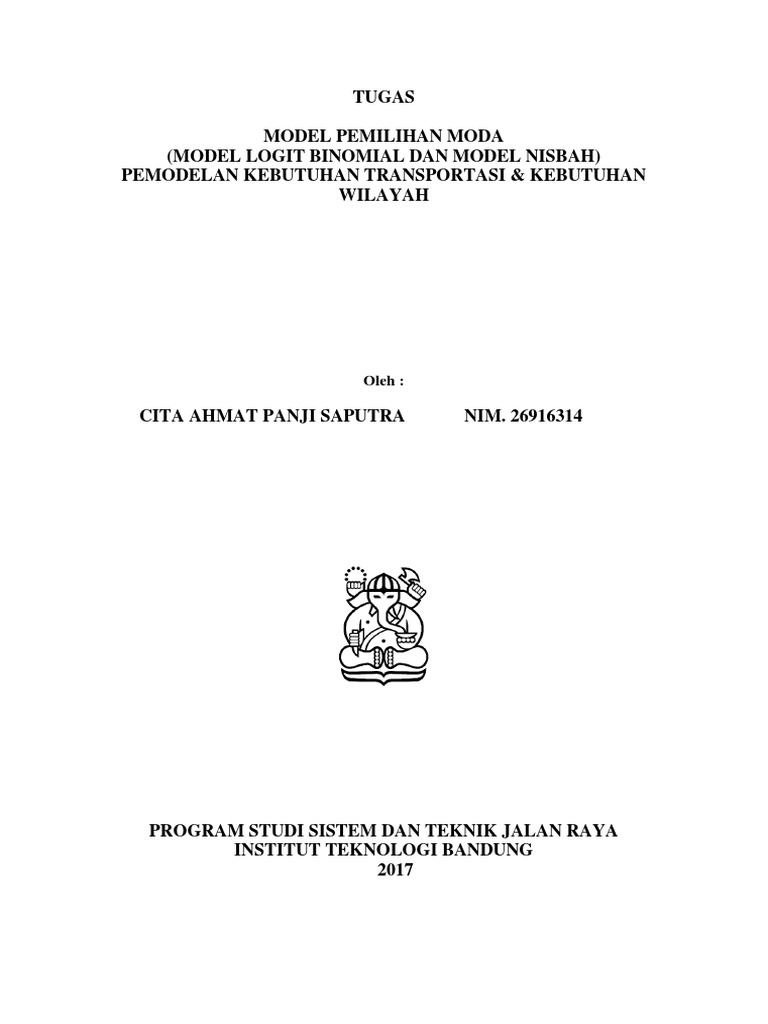 Model Pemilihan Moda (Model Logit Binomial Dan Model Nisbah) | PDF